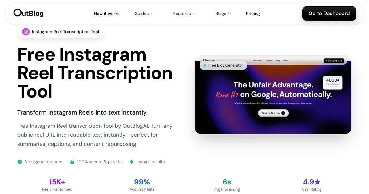 Free Instagram Transcript Tool
